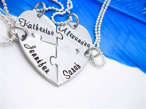 Heart Puzzle Piece Necklace 4 Piece Puzzle Piece Necklace Set Best
