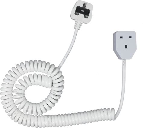 1 Gang Single Socket Curly Mains Power Extension Lead 13a Uk 3 Pin