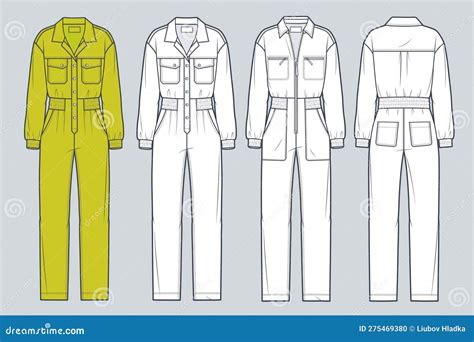 Utility Jumpsuit Technical Fashion Illustration Overall Bodysuit