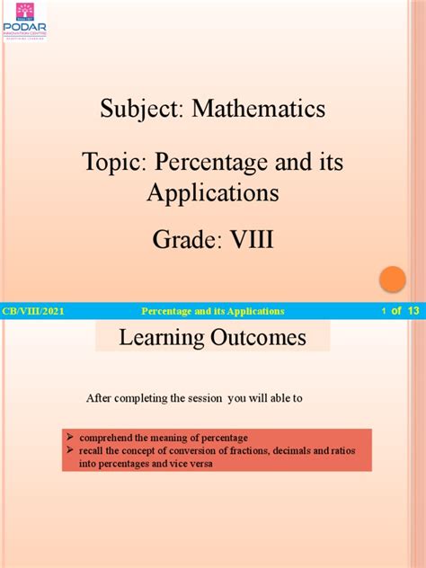 1 Cbse Viii Math Percentage And Its Applications Pdf