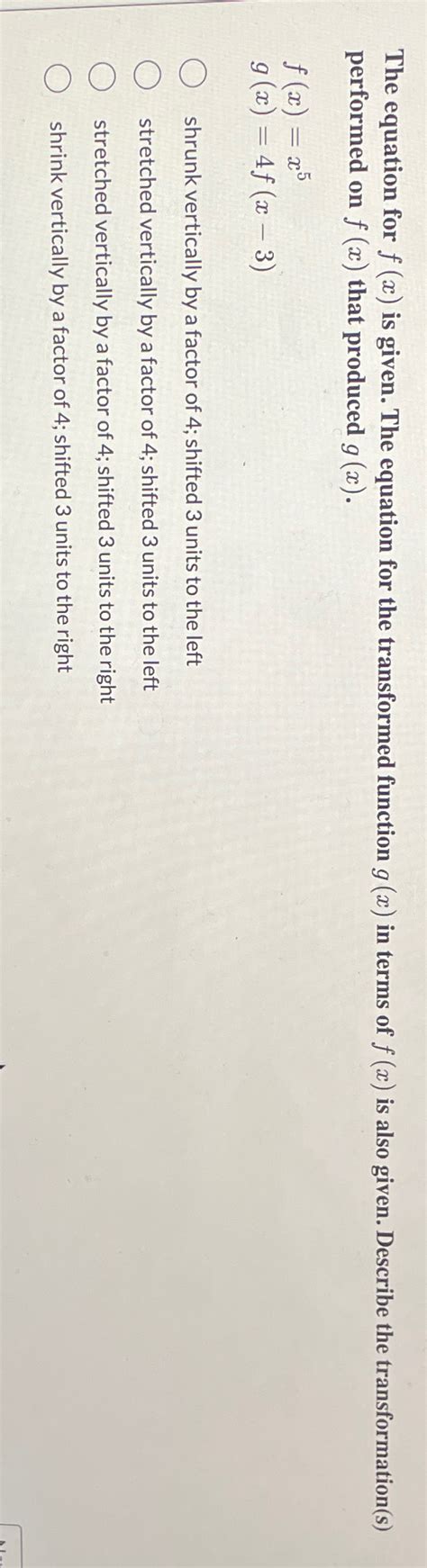 Solved The Equation For F X Is Given The Equation For The Chegg Com