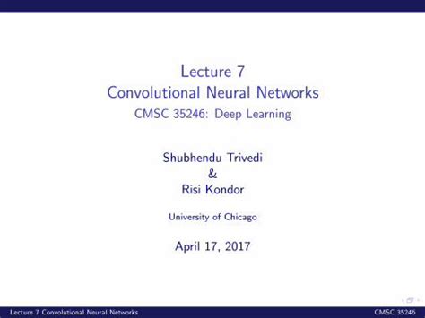 PDF Lecture Convolutional Neural Networks Ttic Uchicago Edu Shubhendu Pages Files