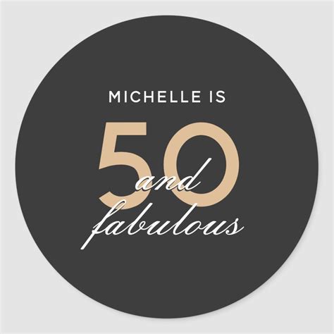 50 And Fabulous Black White 50th Birthday Party Classic Round Sticker