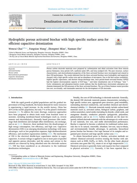 Hydrophilic Porous Activated Biochar With High Specifi 2024