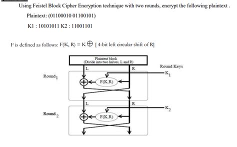 Solved Using Feistel Block Cipher Encryption Technique With Chegg