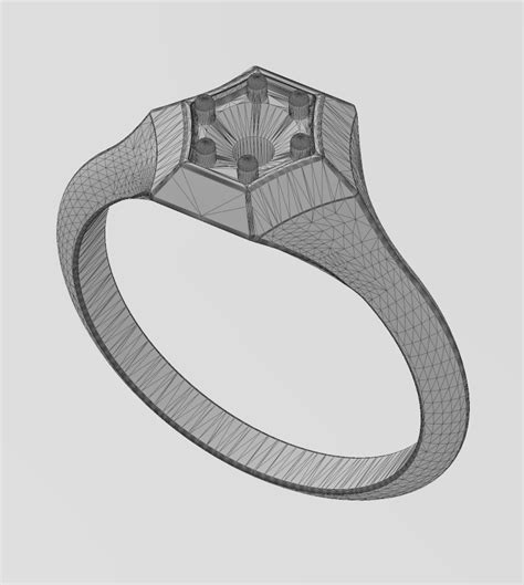 Stl File 4mm Diamond Chamfred Hexagonal Star Signet Ring Us Sizes 5to10