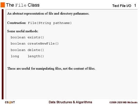The File Class Text File Io 1 An