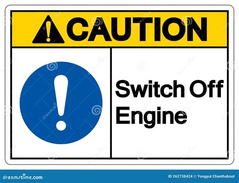 Caution Switch Off Engine Symbol Sign Vector Illustration Isolate On