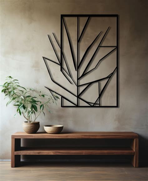 Metal Wall Decor Rustic Design With Dried Tree Branches Pattern On