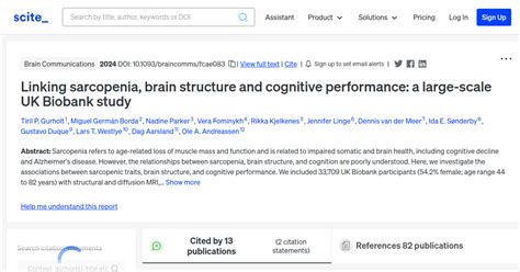 Linking Sarcopenia Brain Structure And Cognitive Performance A Large