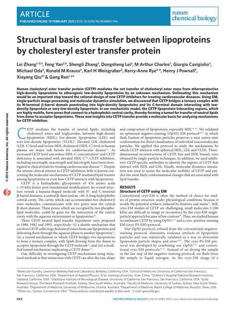 Pdf Structural Basis Of Transfer Between Lipoproteins By Cholesteryl Ester Transfer Protein