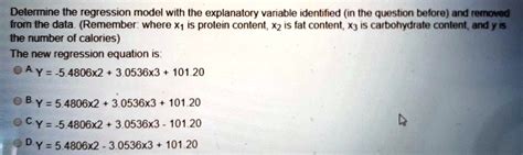 Determine The Regression Model With The Explanatory Variable Identified