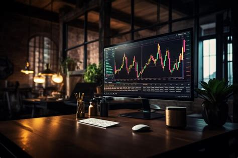 Monitor Screen Graphs On It Premium AI Generated Image