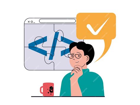 Premium Vector Programming Software Concept With Character Situation Man Generates Ideas And