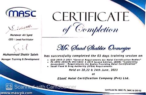 Saad Oomerjee On Linkedin I Have Completed Training On Integrated Halal Accreditation Systems…