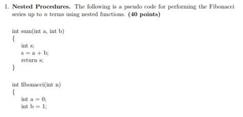 Solved 1 Nested Procedures The Following Is A Pseudo Code
