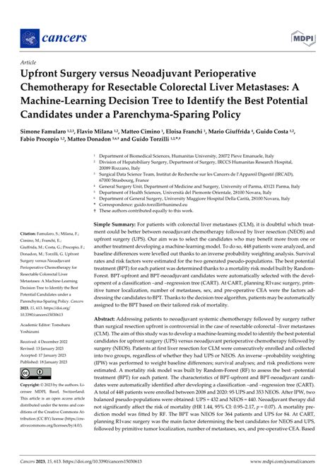 Pdf Upfront Surgery Versus Neoadjuvant Perioperative Chemotherapy For Resectable Colorectal