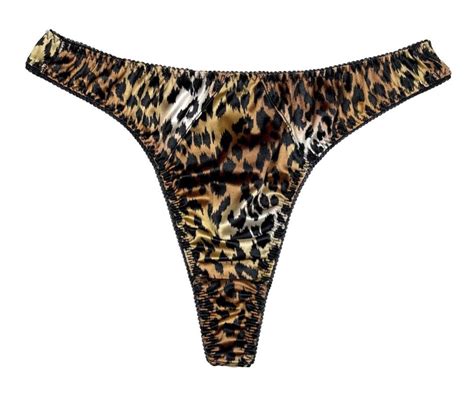 Retro Satin Thong Leopard Print S Gem