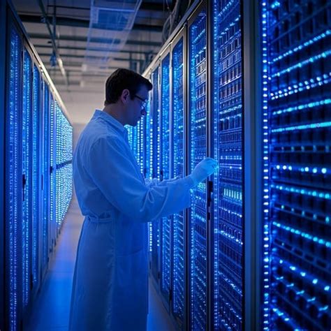 Free Technician Inspects Servers Photo Technology Datacenter Servers Download At Stockcake