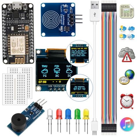Ideaspark Esp8266 News Station Weather Forecast Station Network Clock Starter Kit With 0 96