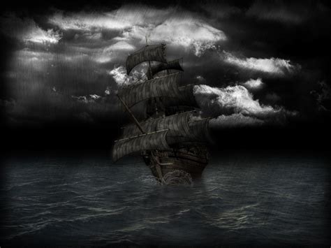 Black Pirate Ship Wallpaper