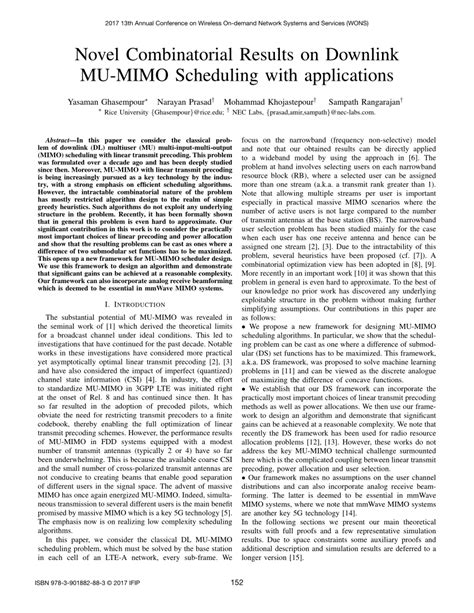 Pdf Novel Combinatorial Results On Downlink Mu Mimo Scheduling With Applications