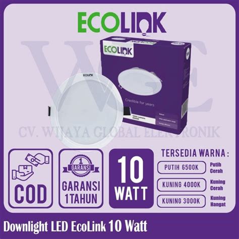 Jual Lampu Led Panel Downlight Ecolink Bulat 10w 10watt 10 W Watt 3warna Ib Kuning 4000k