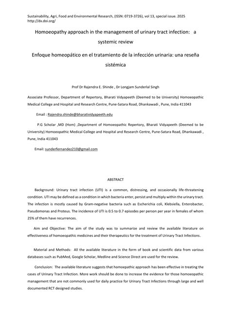 Pdf Homoeopathy Approach In The Management Of Urinary Tract Infection