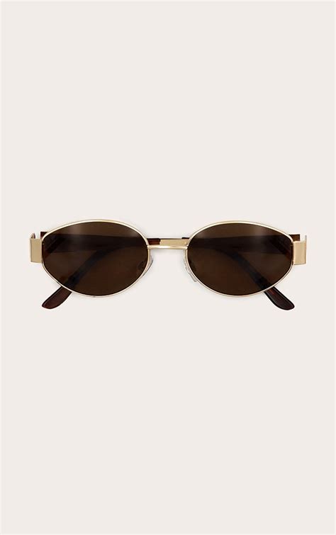 Gold Slim Round Sunglasses Accessories Plt