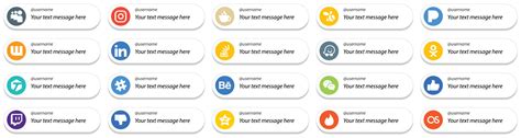 Card Style Follow Me Social Media Platform Icon Set With Custom Message Option 20 Icons Such As