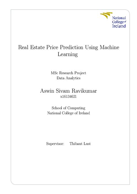 pdf real estate price prediction using machine learning