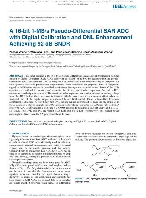 pdf a 16 bit 1 ms s pseudo differential sar adc with digital