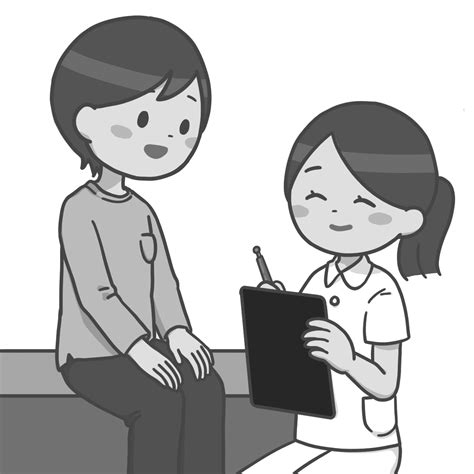 看護師が患者さんに問診をしているイラストフリー素材看護roo カンゴルー