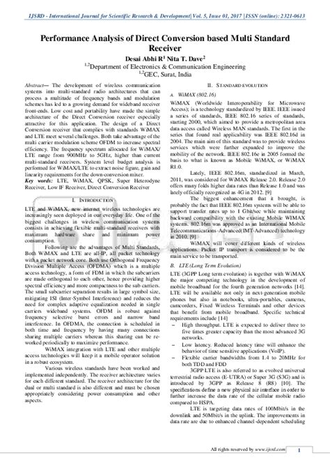 pdf performance analysis of direct conversion based multi standard