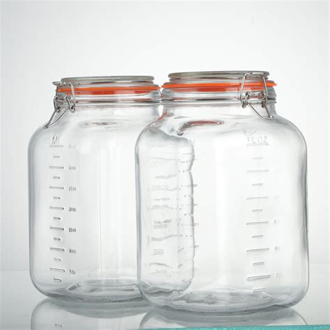 2 Pcs 11 Gallon Square Super Wide Mouth Glass Jar With Airtight Lids