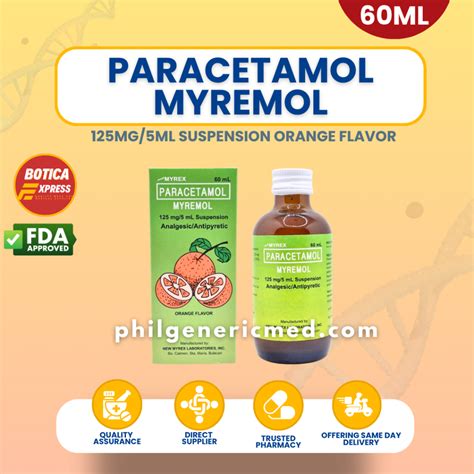 Paracetamol Myremol 125mg5ml 60ml Syrup Shopee Philippines