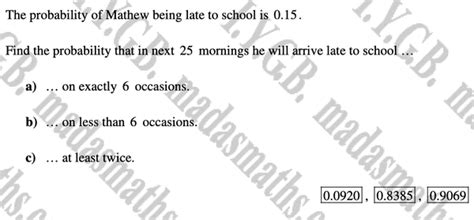 A Level Maths Binomial Distribution