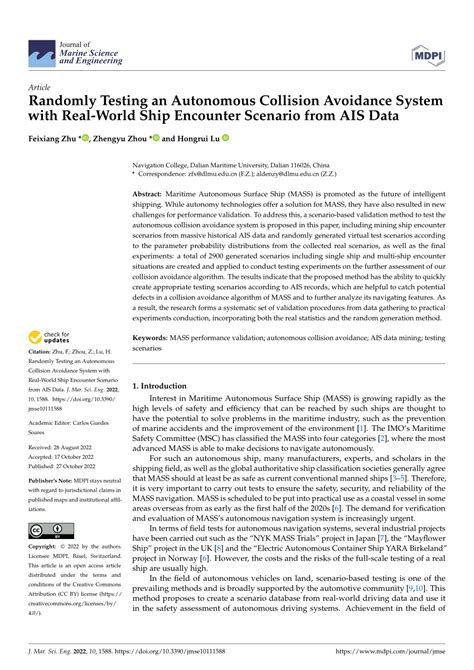 PDF Randomly Testing An Autonomous Collision Avoidance System With Real World Ship Encounter