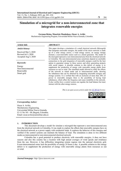 Simulation Of A Microgrid For A Non Interconnected Zone That Integrates