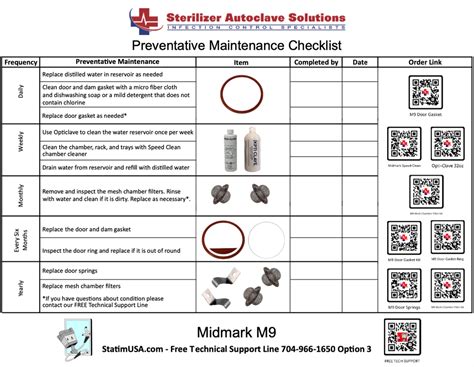 Midmark M9 Updated Pm Checklist Statim Usa Autoclave Sales Service