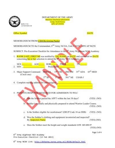 Eighth Army Wlc Checklist Us Army Eighth Army Wlc Checklist Us Army