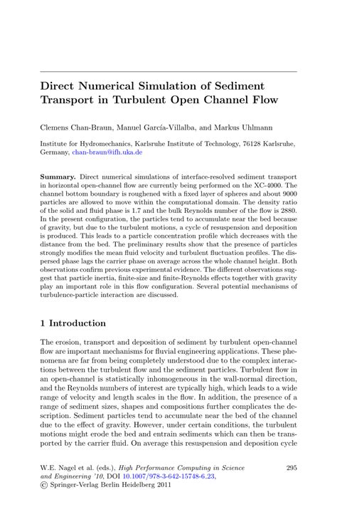 Pdf Direct Numerical Simulation Of Sediment Transport In Turbulent