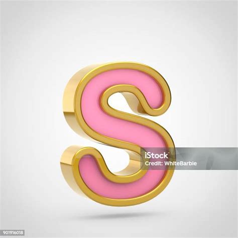 흰색 배경에 고립 된 골든 윤곽선으로 문자 대문자 S 핑크 0명에 대한 스톡 사진 및 기타 이미지 0명 3차원 형태 금 금속 Istock