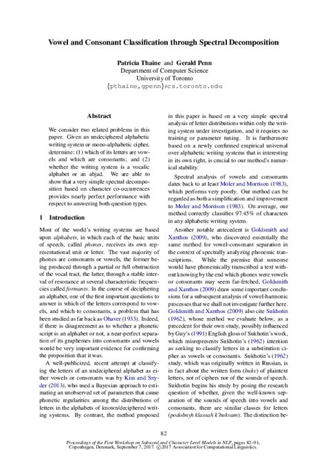 Pdf Vowel And Consonant Classification Through Spectral Decomposition