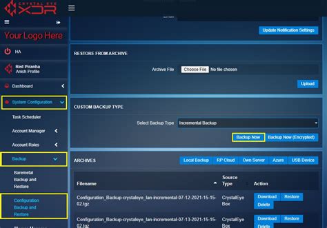Configuration Backup And Restore Crystal Eye Manual