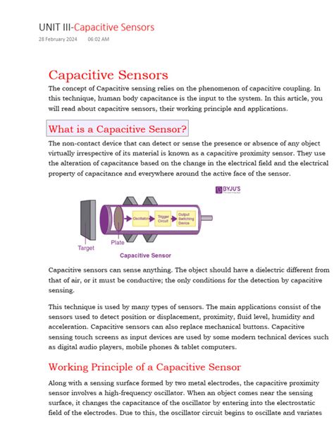 Capacitive Sensor Pdf Capacitor Sensor