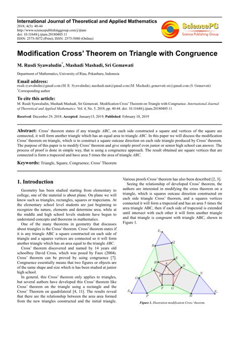 Pdf Modification Cross Theorem On Triangle With Congruence