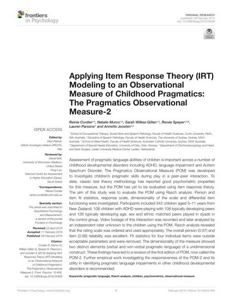 Pdf Applying Item Response Theory Irt Modeling To An Dokumentips