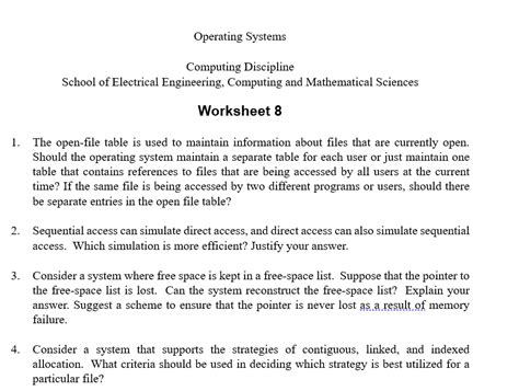 Solved Operating Systems Computing Discipline Babe Of Chegg Com