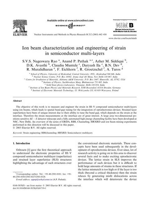 Pdf Ion Beam Characterization And Engineering Of Strain In Semiconductor Multi Layers